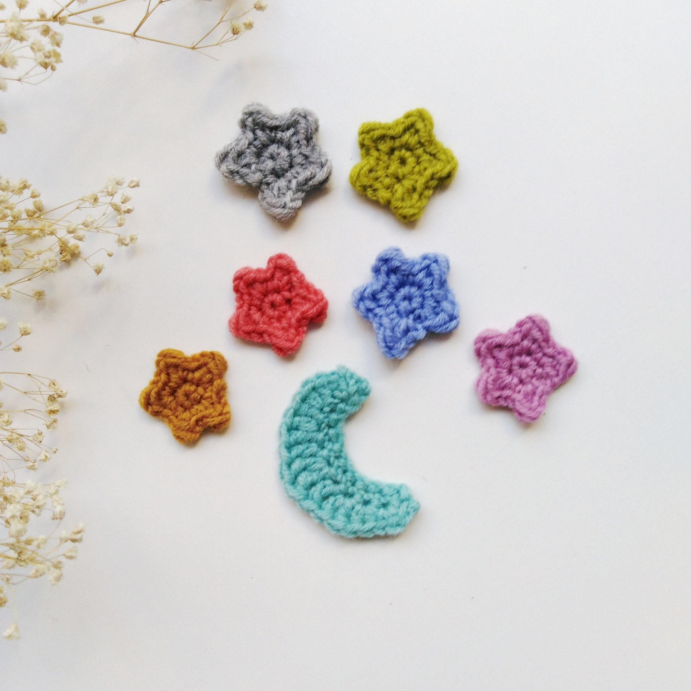 Crescent Moon & Stars Appliques Crochet Pattern Moon and Stars - Etsy