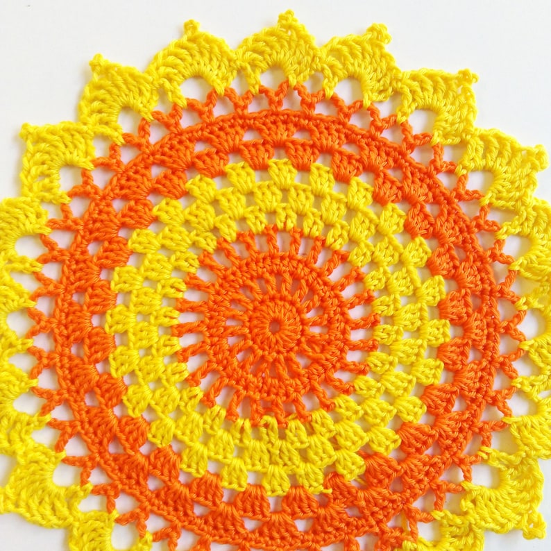 Crochet Sunflower Mandala Pattern: Easy Beginner Placemat (PDF Pattern ...