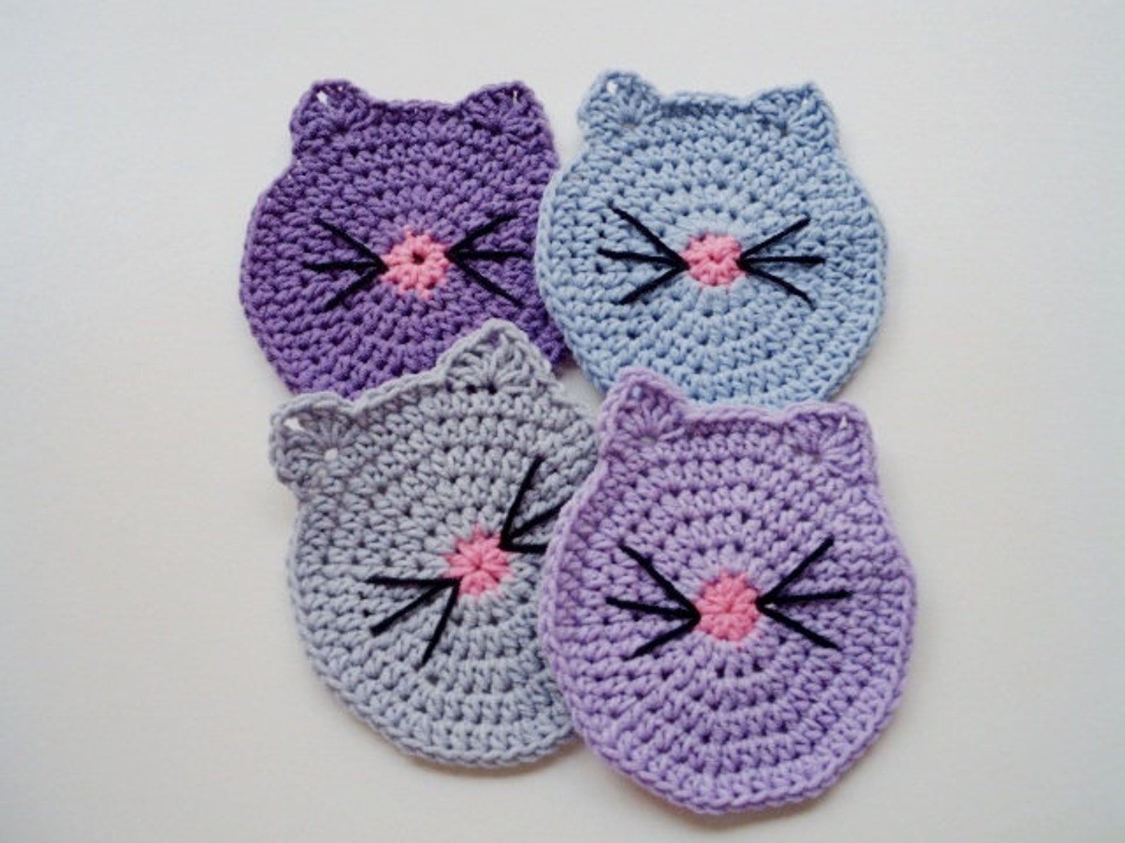 Crochet Pattern Cat Coasters Kitty Drink Coasters Beginner Friendly PDF ...
