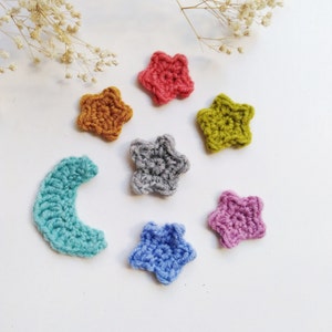 Crescent Moon & Stars Appliques Crochet Pattern Moon and Stars Applique ...