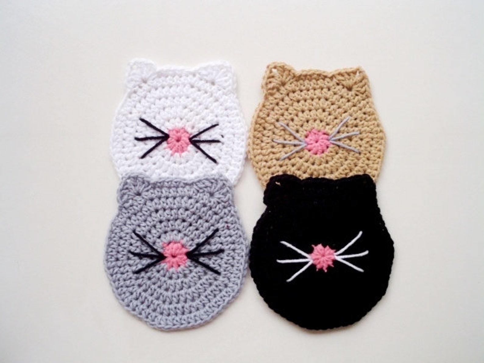 Crochet Cat Face Coaster Pattern: Easy Kitten Doily (PDF Pattern) - Etsy