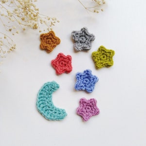 Crescent Moon & Stars Appliques Crochet Pattern Moon and Stars Applique ...