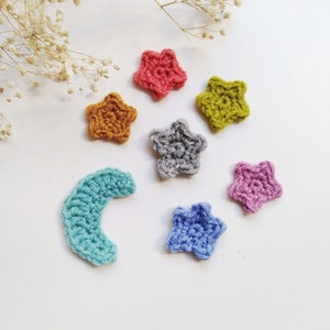 Crescent Moon & Stars Appliques Crochet Pattern Moon and Stars Applique ...