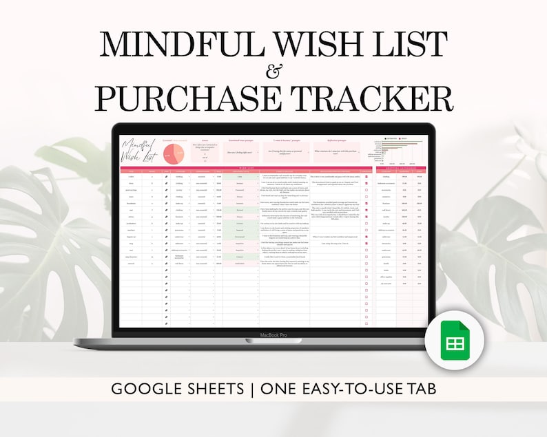 Mindful Wishlist and Purchase Tracker | Spending Tracker, Shopping ...