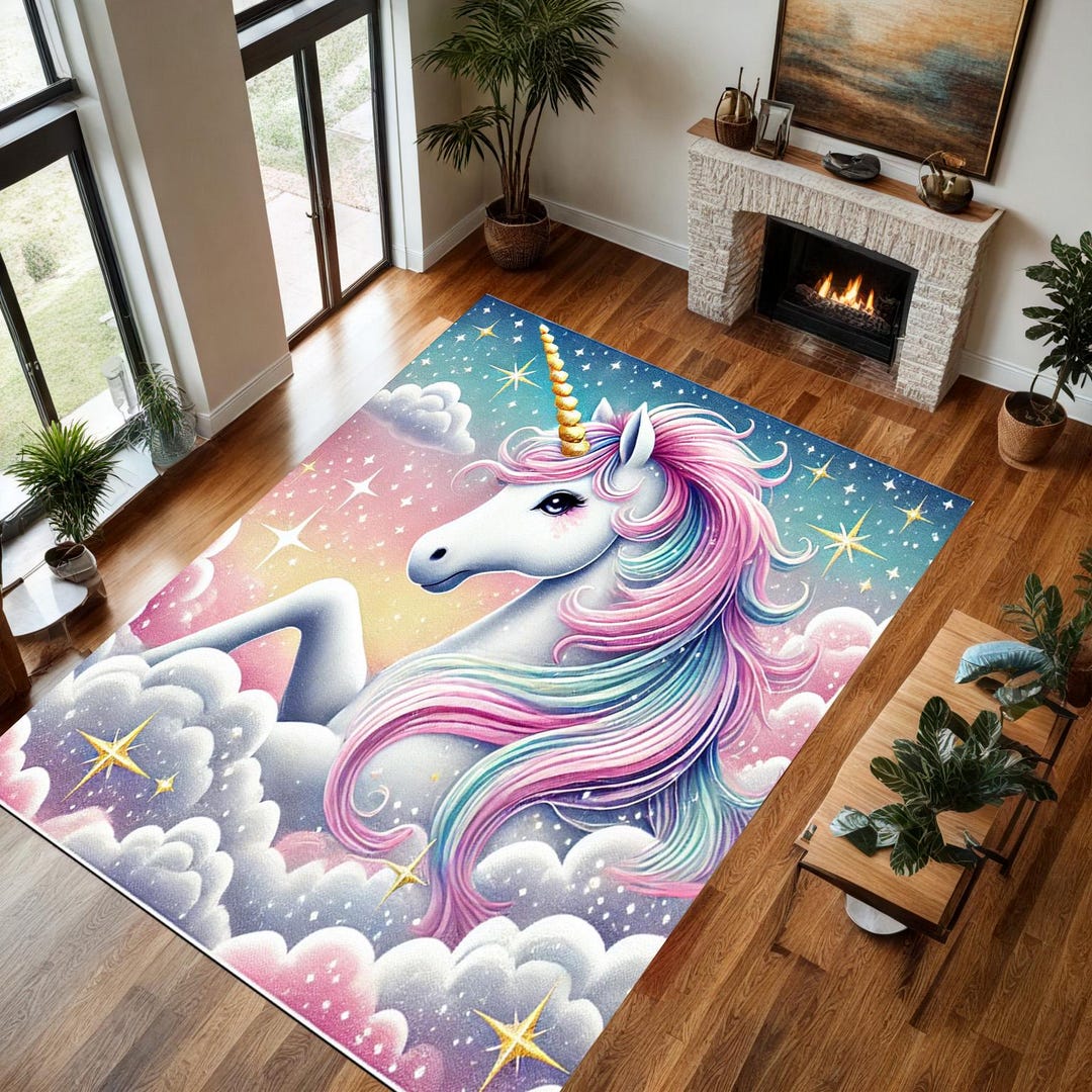 Unicorn Rug, Kids Modern Animal Design Rug, Custom Rug, Popular Rug ...