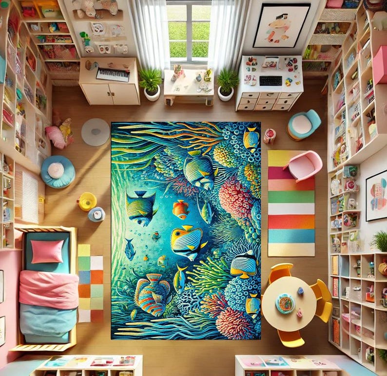 Aquarium Rug, Kids Modern Fish Design Rug, Custom Rug, Popular Rug ...