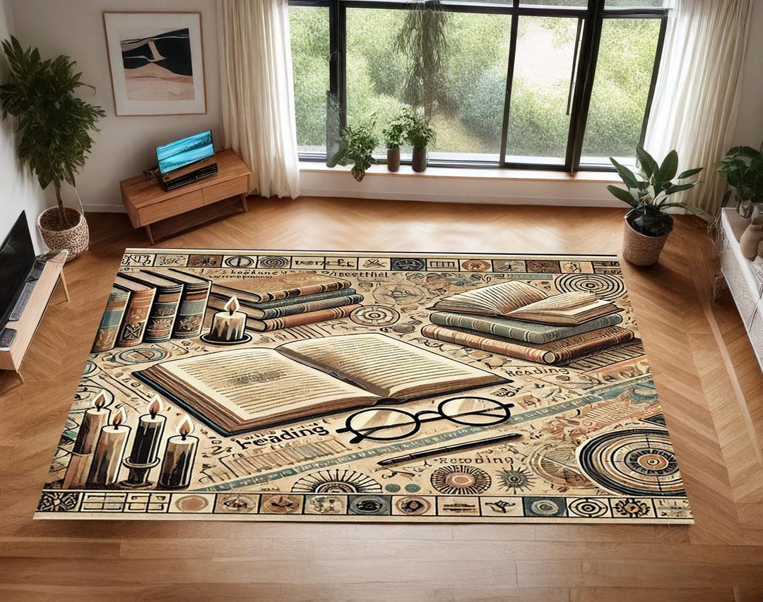 Reading Design Rug, Library Modern Design Rug, Custom Rug, Popular Rug ...