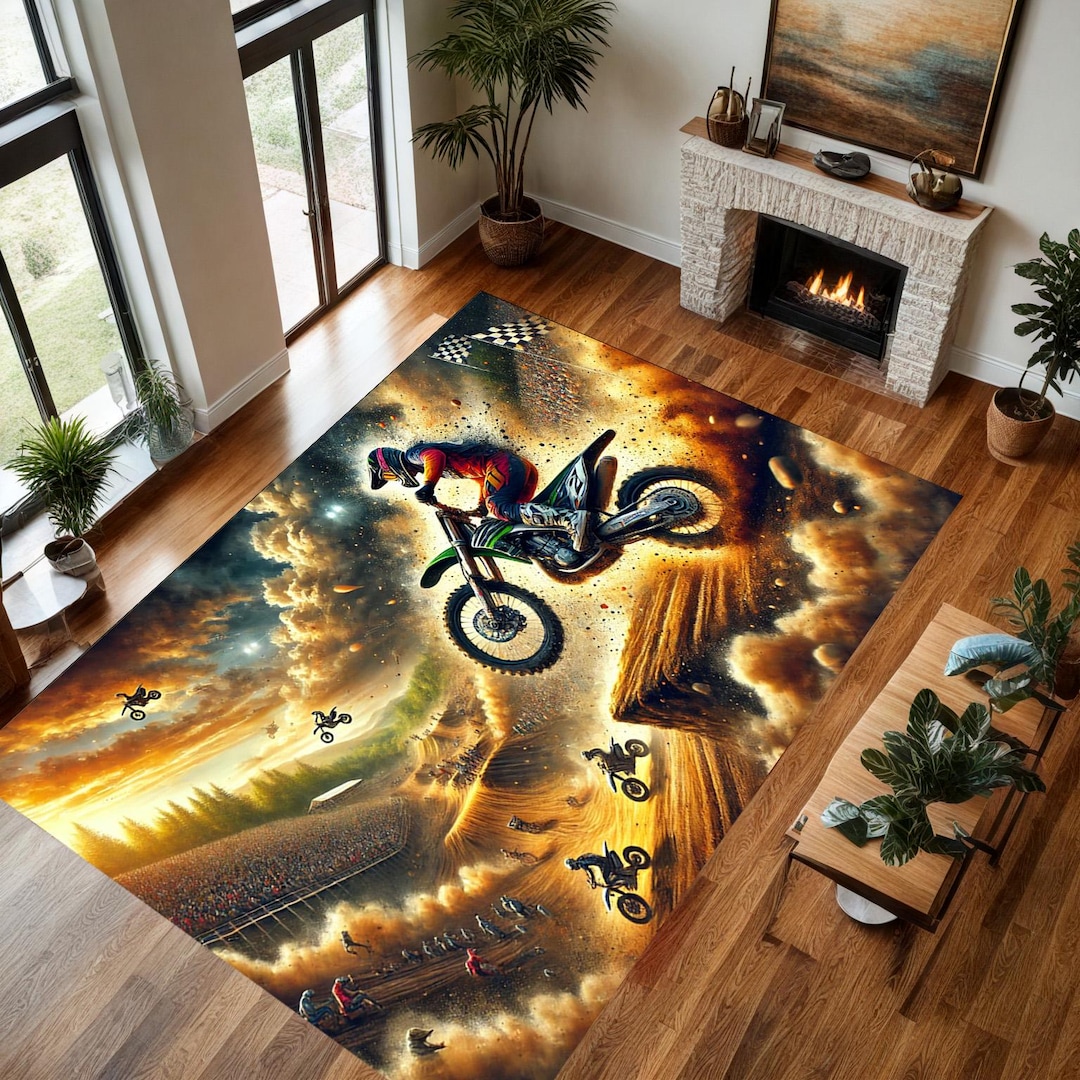 Moto Race Club Rug, Rally Rug, Custom Rug, Popular Rug, Area Rug, Salon ...