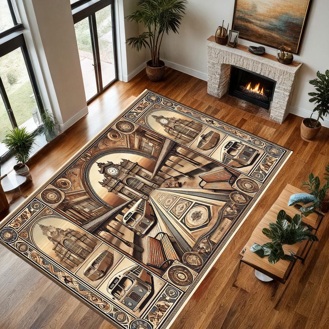 Vintage Bus Station Rug,vintage Design Rug, Custom Rug, Popular Rug ...