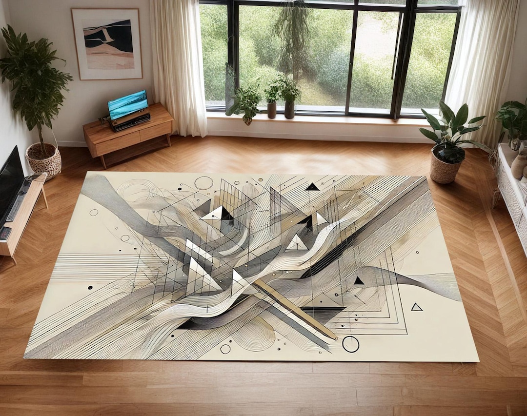 Lines and Triangles Surrealist Rug, Modern Rug, Popular Rug, Area Rug ...