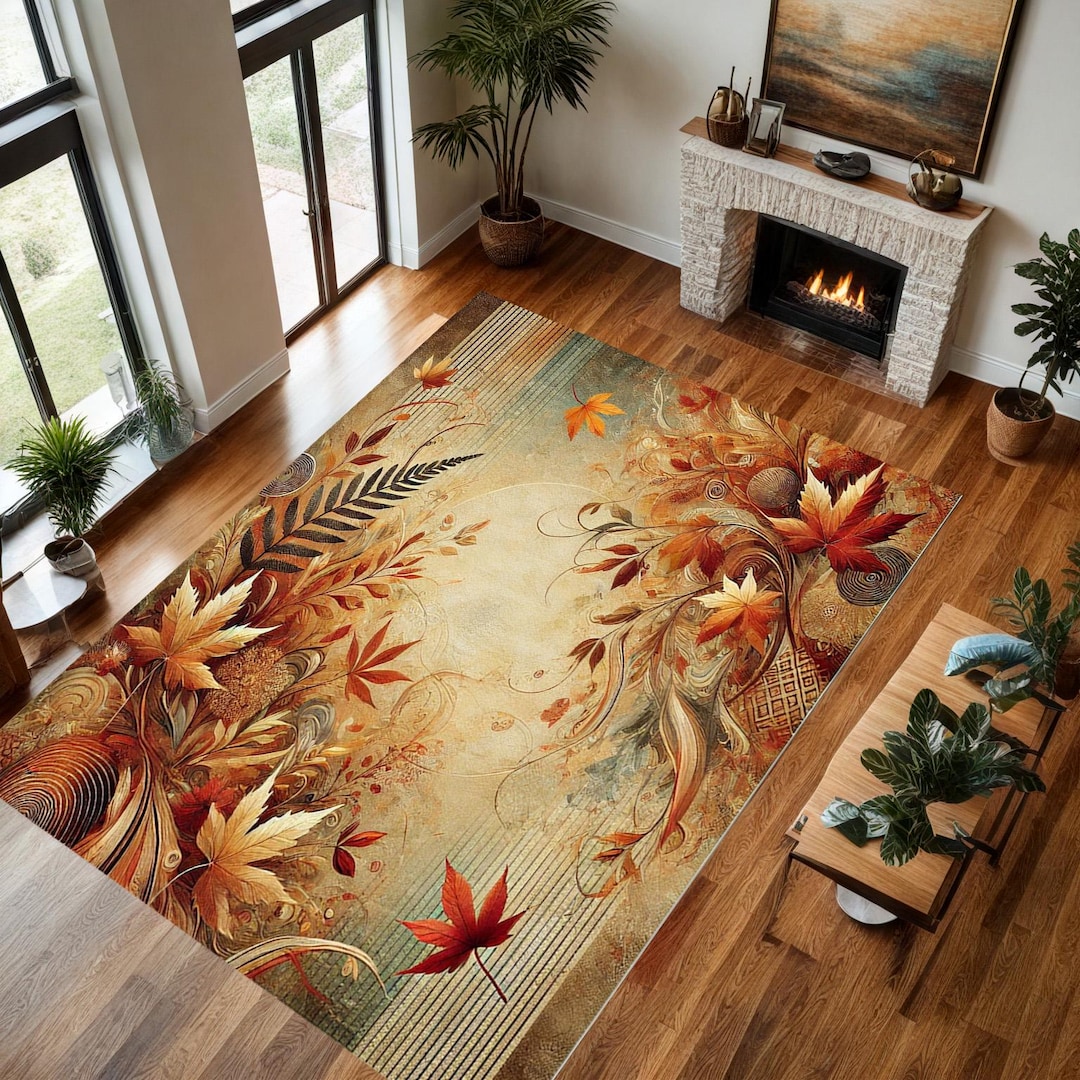 Autumn Design Rug, Oak Leaf Rug, Popular Rug, Area Rug, Salon Rug ...