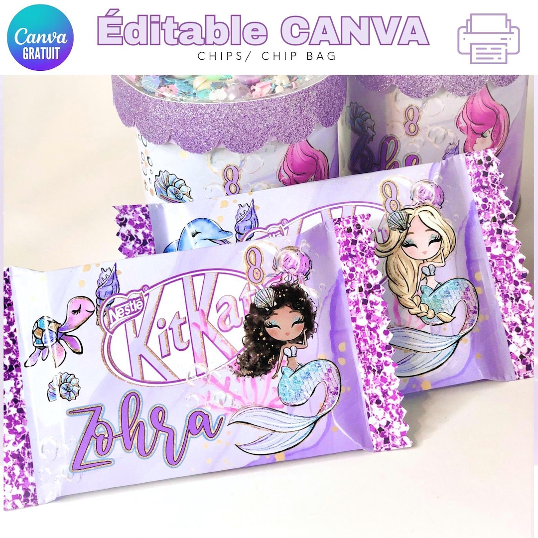Kit Kat Template Editable Canva Mermaid Theme, Kit Kat Mermaid ...