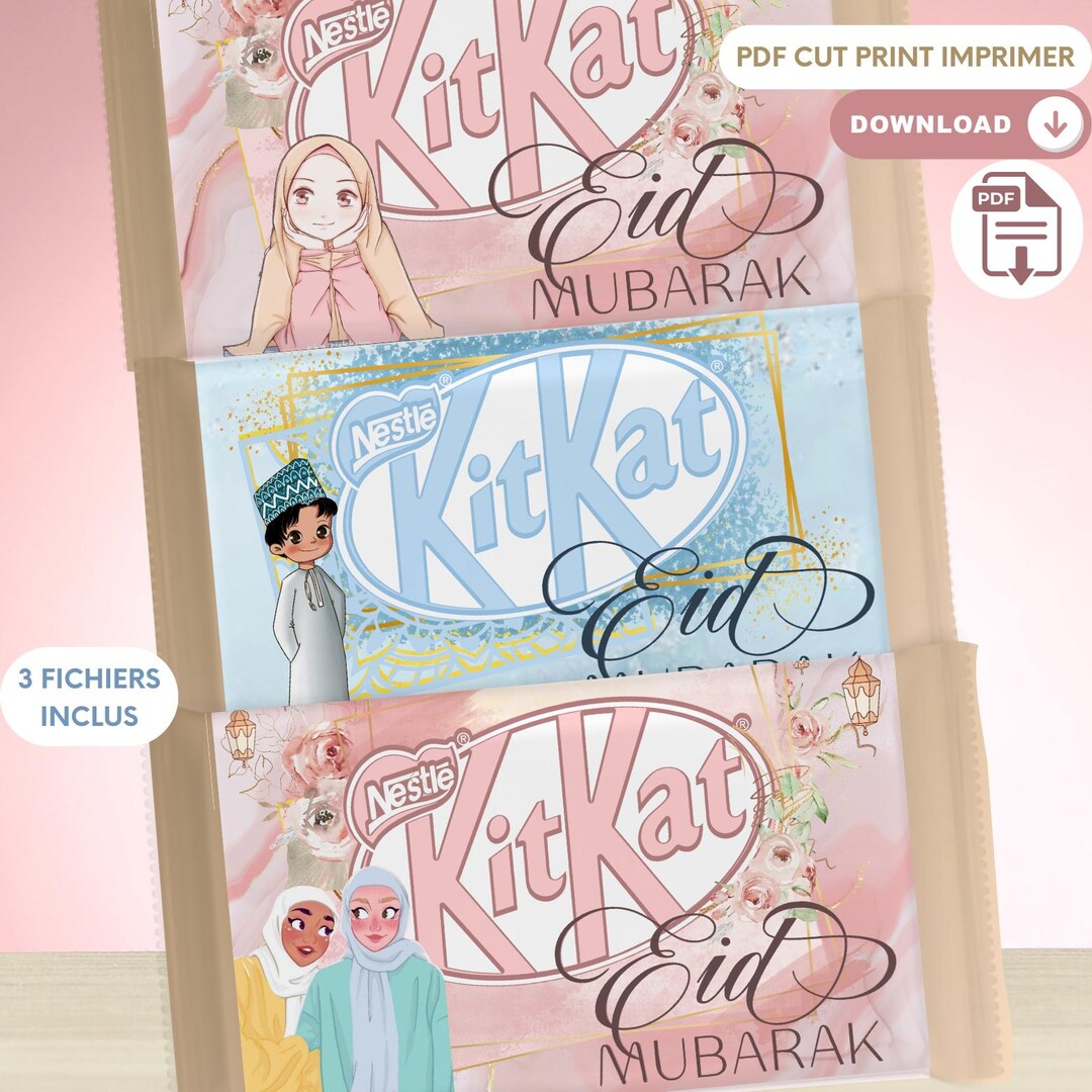 PDF Kit Kat Chocolate to Print for Children, Girls, Boys, Eid Mubarak ...