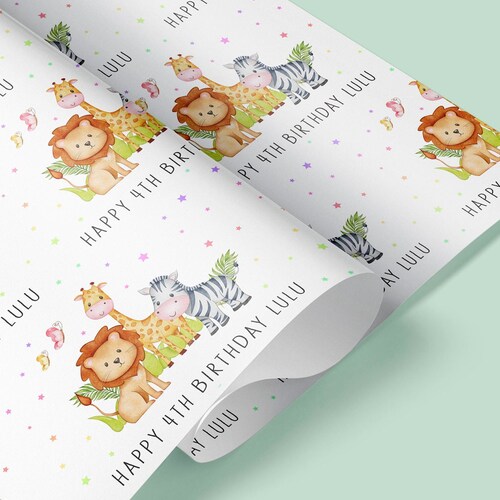ANIMAL SAFARI THEME Personalised Gift Wrap / Baby Kids - Etsy