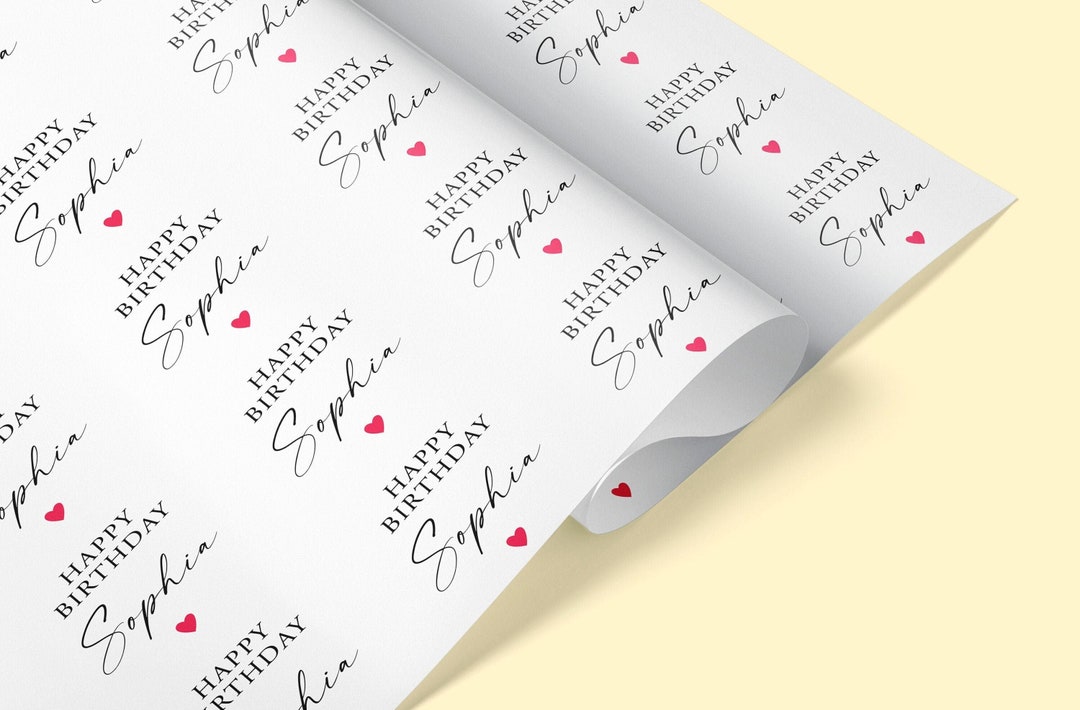 Classy Personalised Happy Birthday Gift Wrap / Personalised Birthday ...
