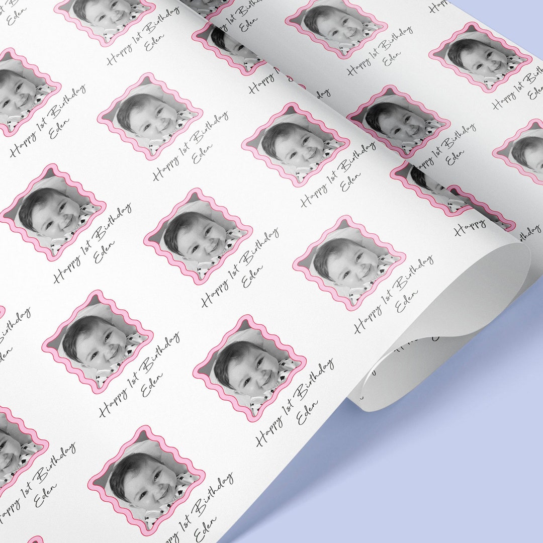 Personalised Wavy Border Photo Birthday Gift Wrap / Gift Wrap / Photo ...