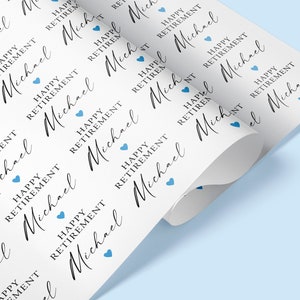 Personalised Happy Retirement Gift Wrap / Personalised Retirement ...