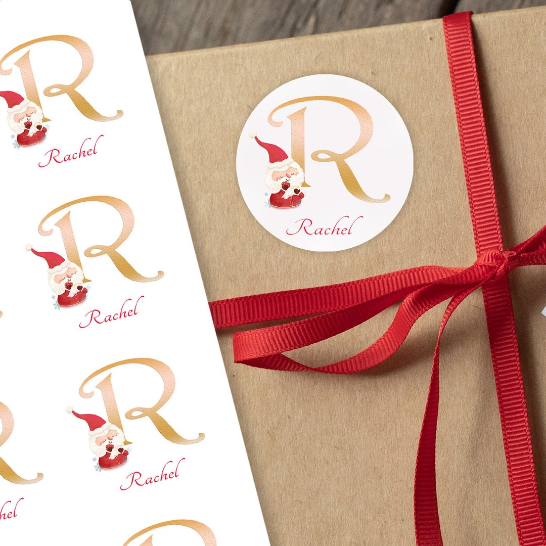 24 Personalised Christmas Matt or Gloss Sticker Labels, Christmas ...