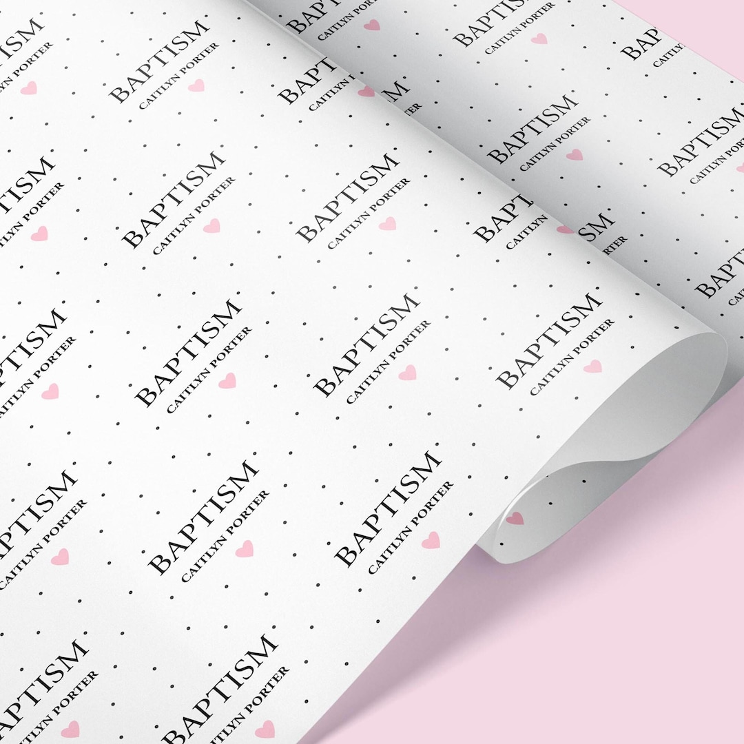 Baptism Personalised Wrapping Paper / Baptised Gift Wrap / Polka Dot ...