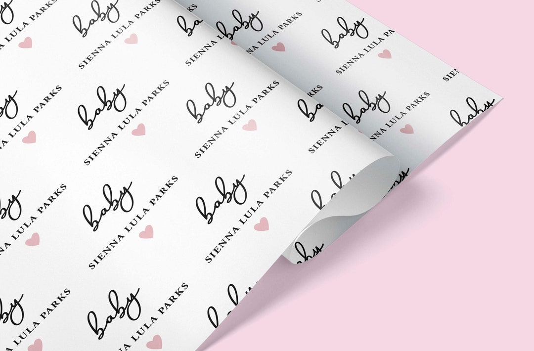 BABY GIRL Personalised New Born Gift Wrap / Personalised Baby Girl ...