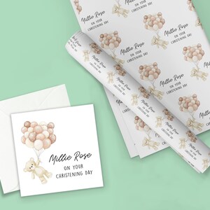 CHRISTENING Personalised Teddy Bear Christening Wrapping Paper ...