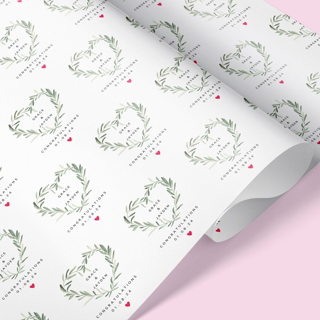 Personalised Wedding Gift Wrap / Personalised Wrapping Paper With Date ...