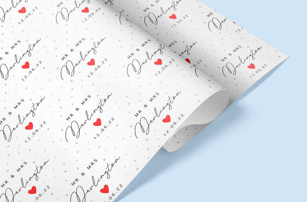 Personalised Mr & Mrs Gift Wrap / Personalised Wrapping Paper With Date ...