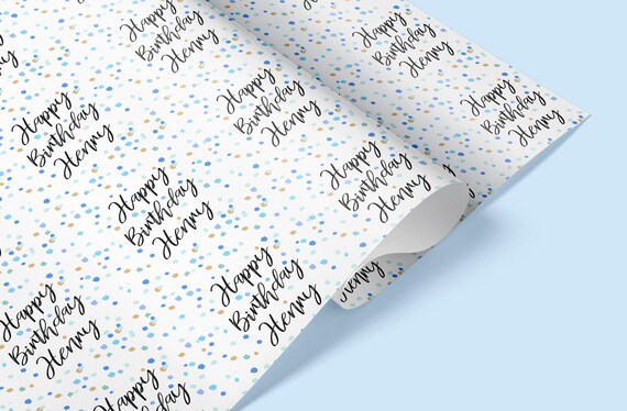 Personalised Happy Birthday Gift Wrap / Personalised Happy | Etsy