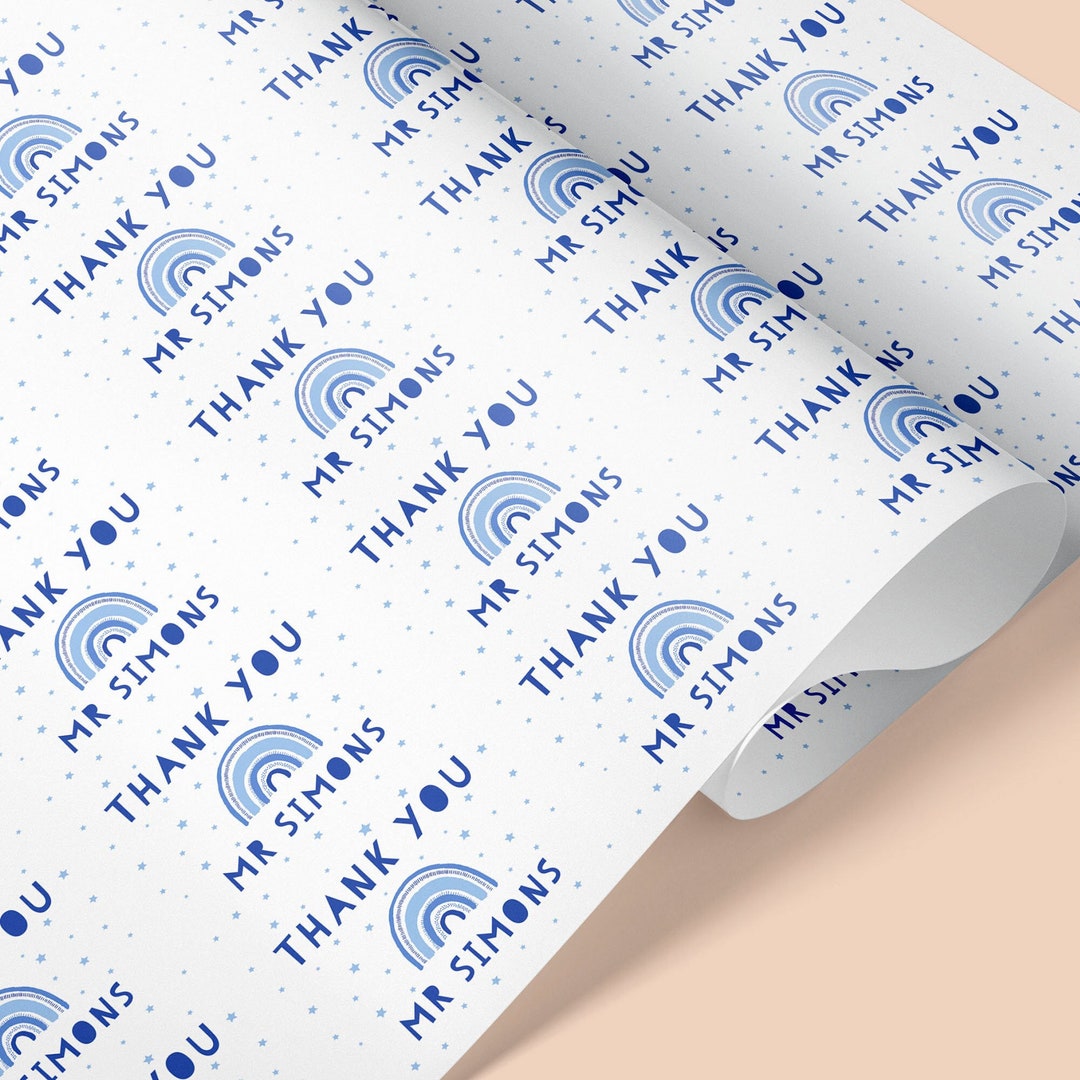 THANK YOU TEACHER Personalised Gift Wrap / Best Teacher Wrapping Paper ...
