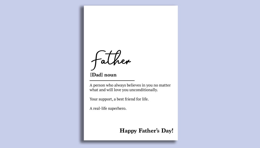 Dad Definition Card | Father's Day Card | Gift for Dad | Gift for ...