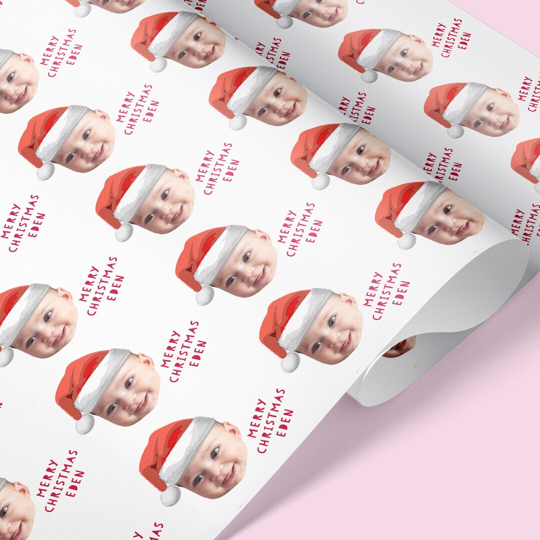 Customised Christmas Santa Face Gift Wrap / Personalised Wrapping Paper ...