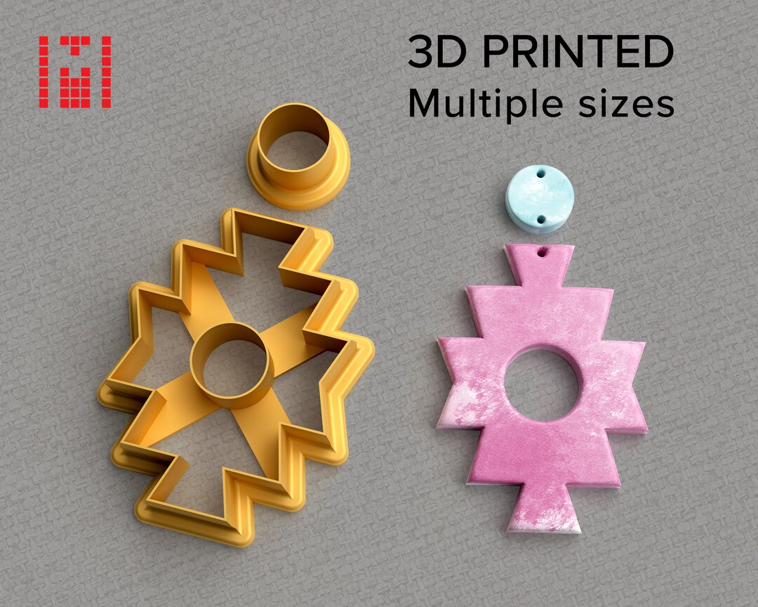Aztec Rhombus Design Compound Polymer Clay Cutter Set for Dangle Handmade Jewelry 4 Different ...