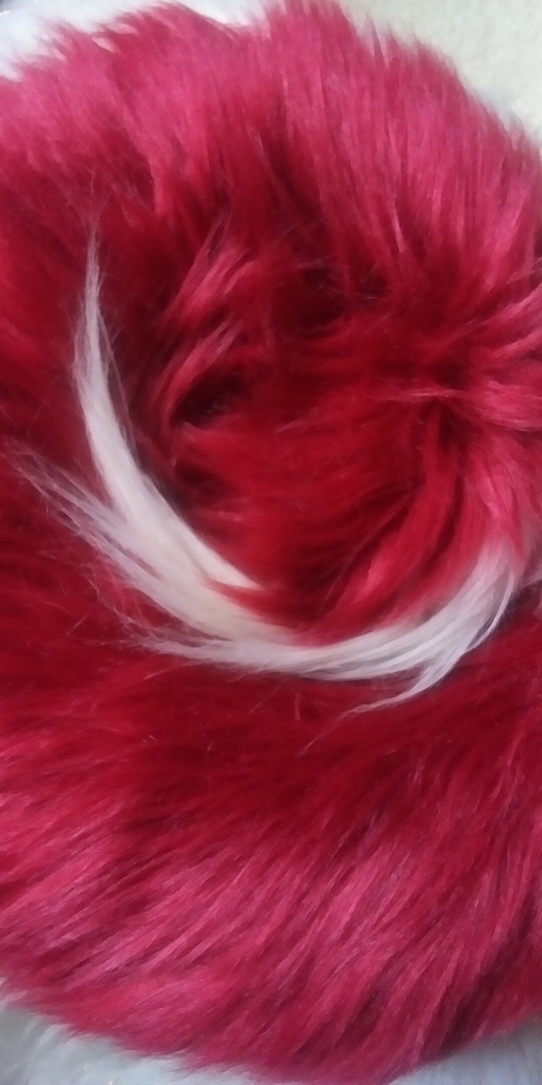 Red Velvet Curly Husky Fursuit Tail Red And Cream Faux Fur 12 Tail With