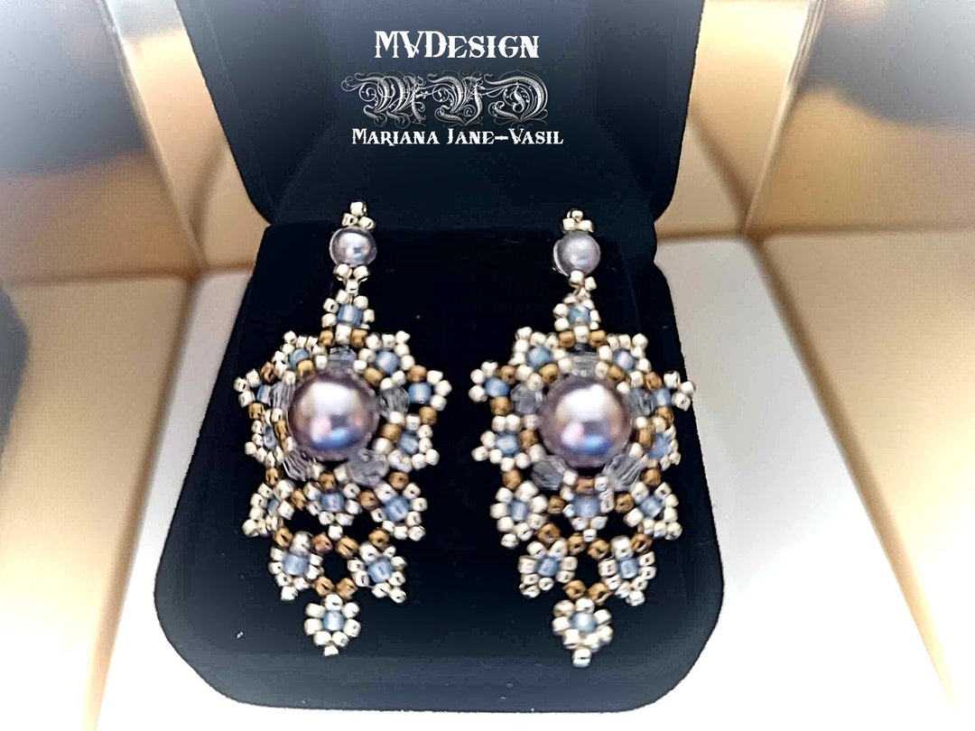 Tutorial Earrings Silver Rain - Bead Pattern PDF - Etsy