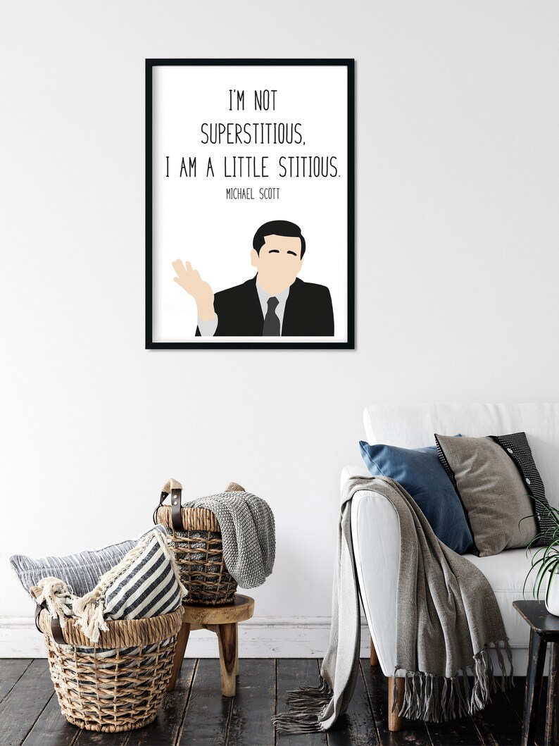 Michael Scott "superstitious" Quote Print | the Office Posters - Etsy