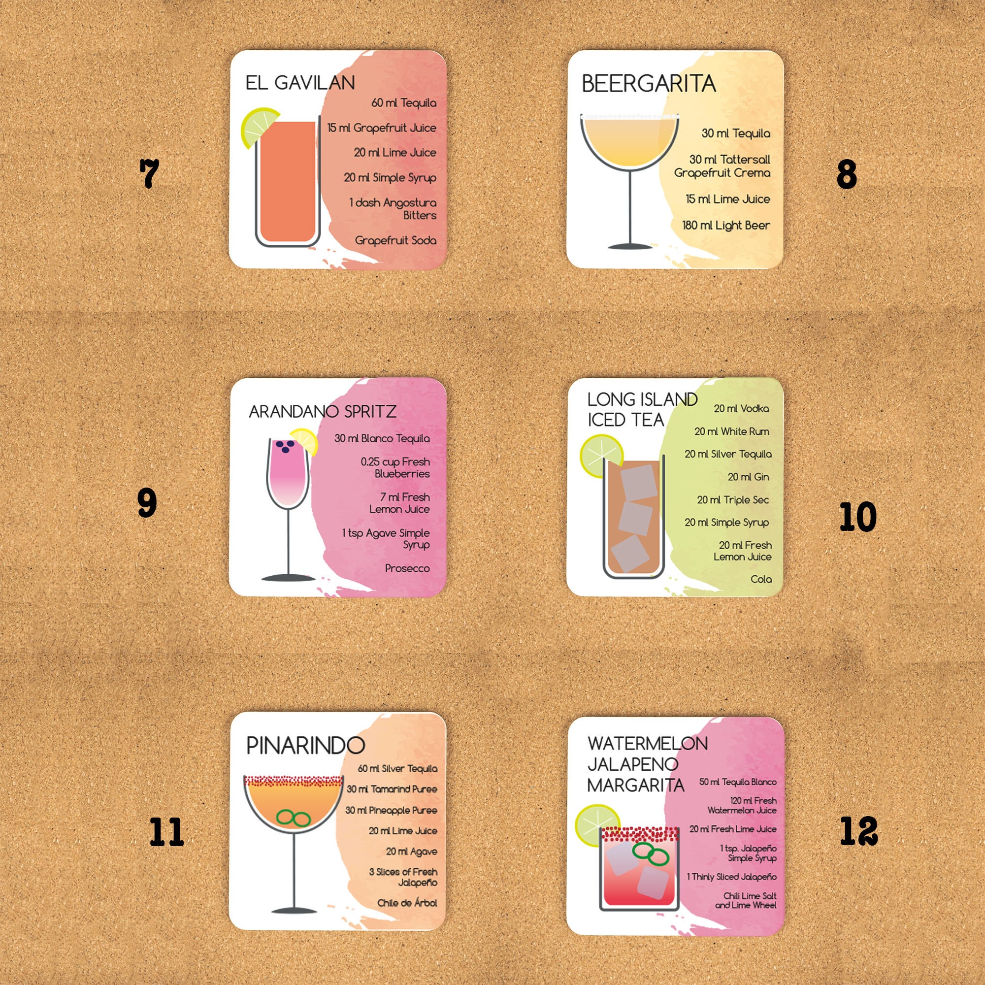 Drink & Barware Coasters Vodka Cocktails Coaster Set of 2-4-6 Beer ...
