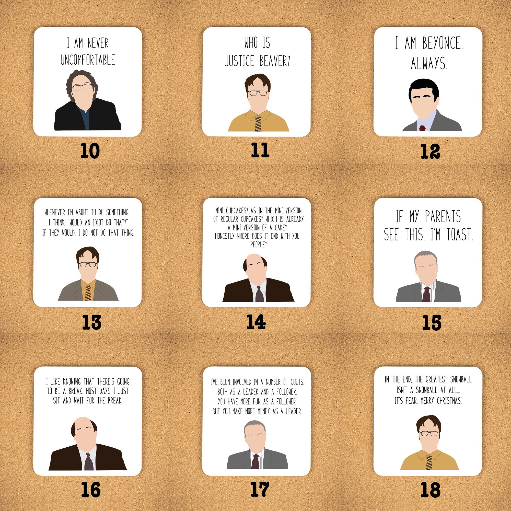 The Office Themed Coaster Set | Coaster Set of 4 | Michael Scott ...