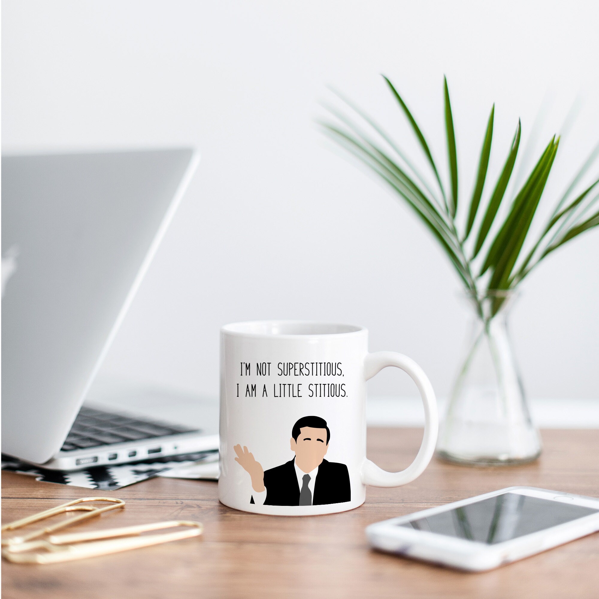 Michael Scott | The Office Mug | Superstitious | Funny Mug | The Office ...