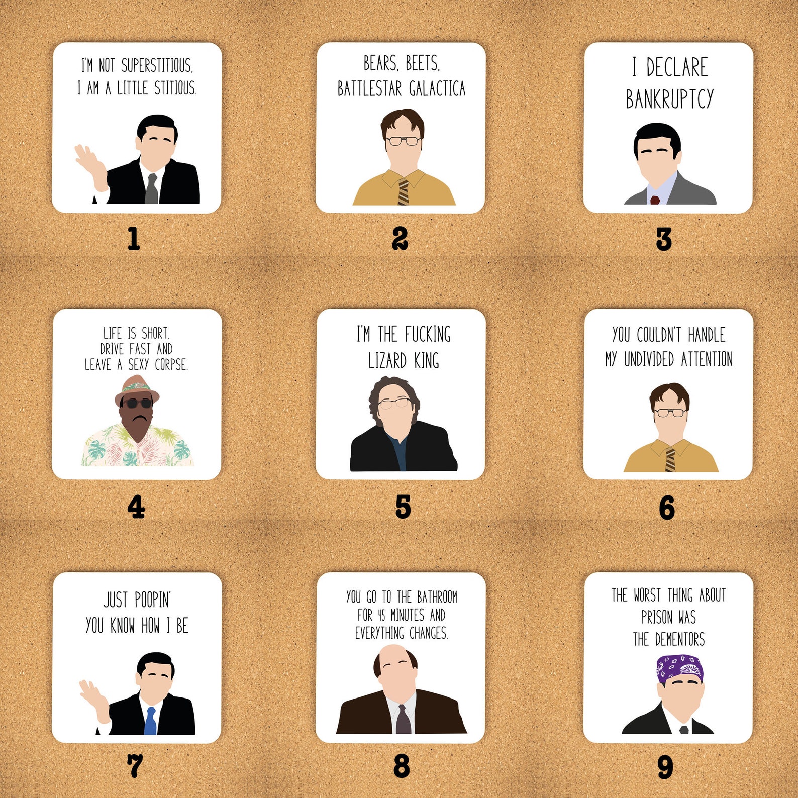 The Office Themed Coaster Set | Coaster Set of 4 | Michael Scott ...