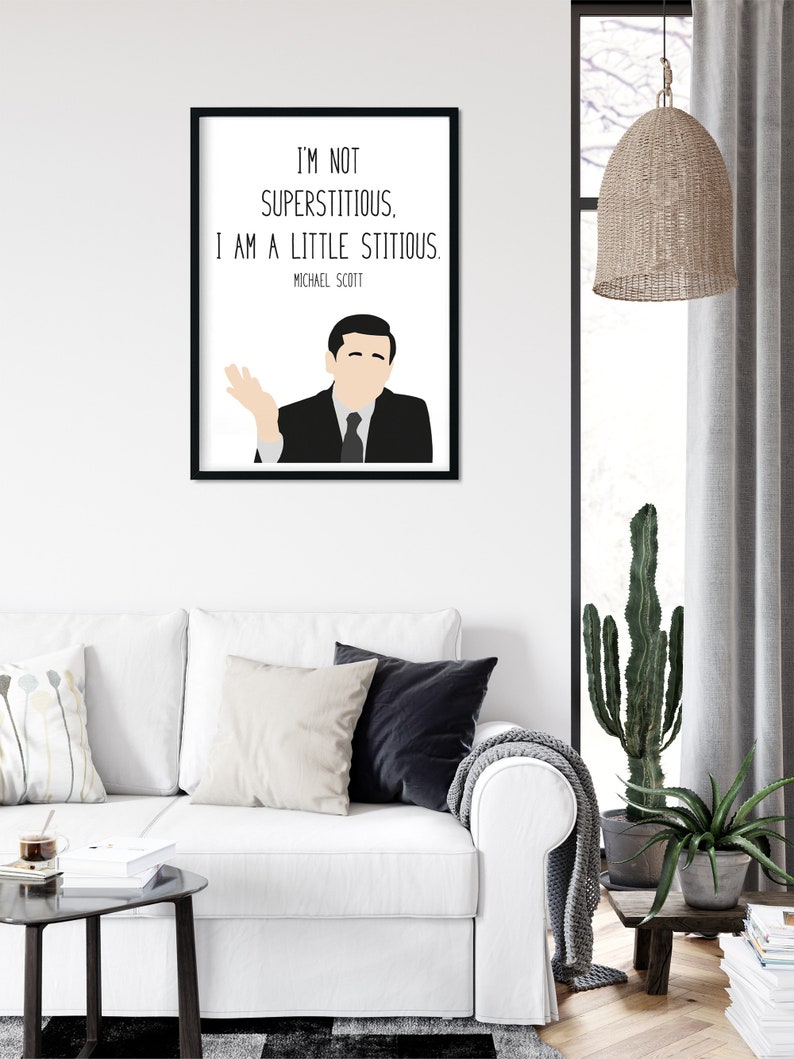 Michael Scott "superstitious" Quote Print | the Office Posters - Etsy