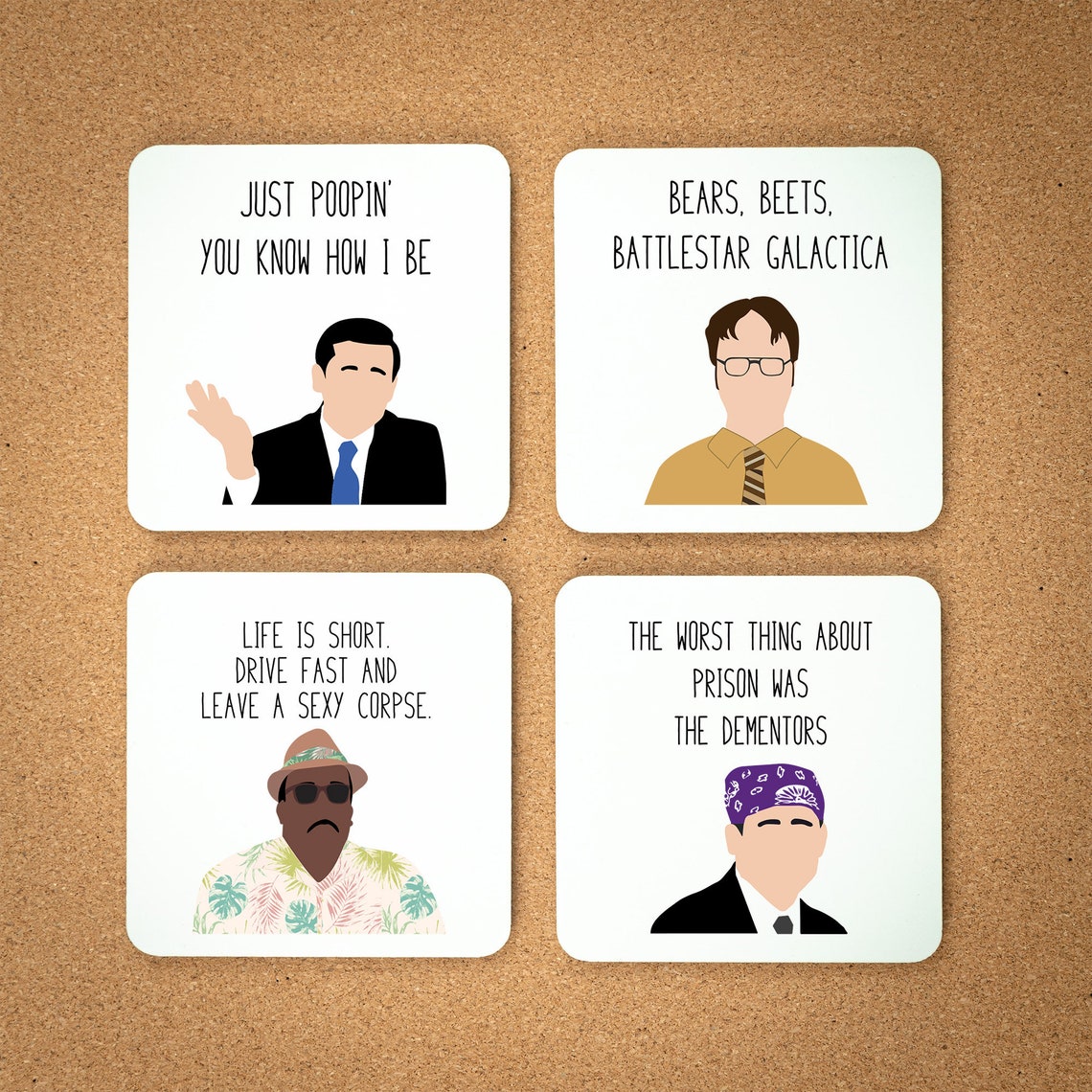 The Office Themed Coaster Set Coaster Set of 4 Michael - Etsy UK