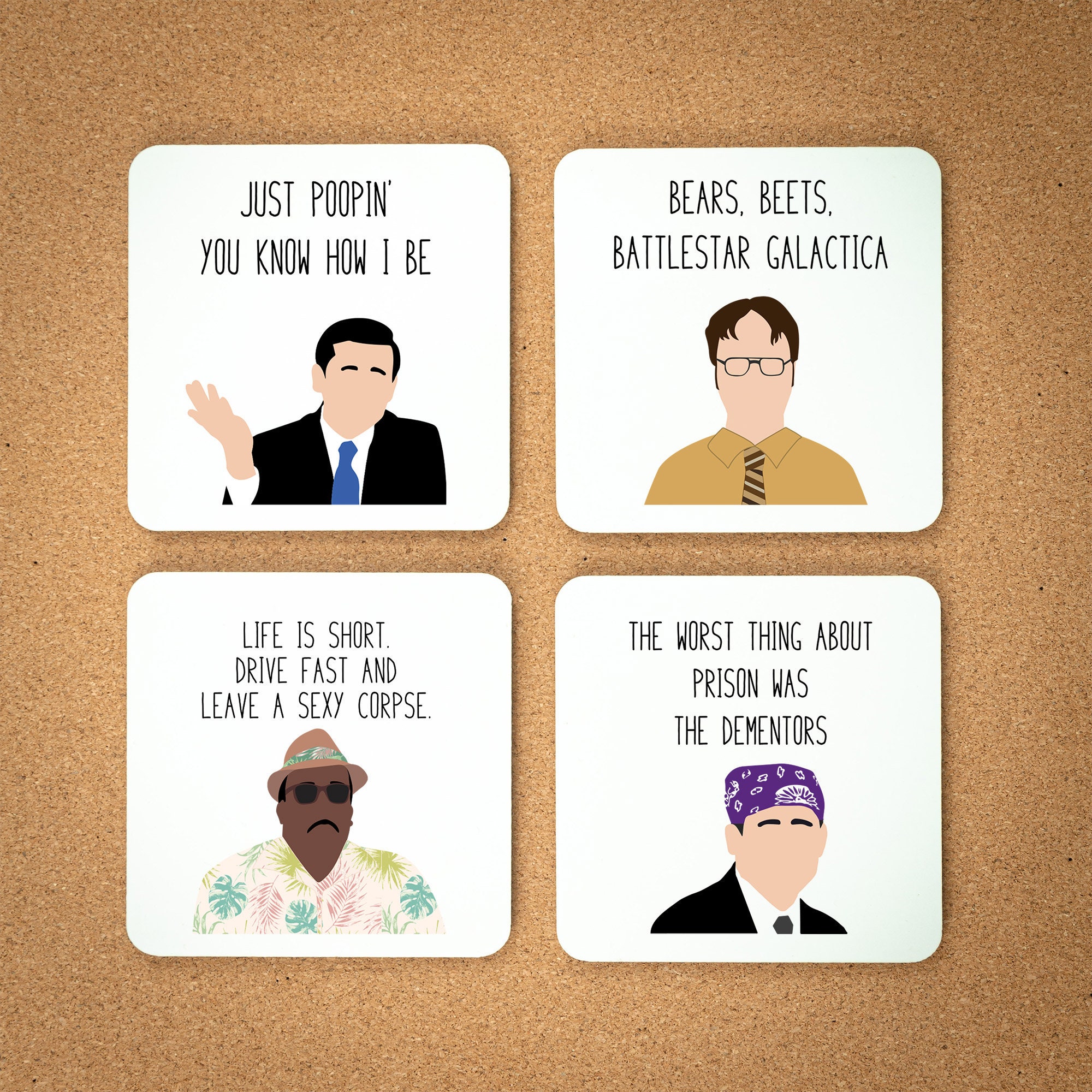 The Office Themed Coaster Set Coaster Set of 4 Michael - Etsy UK