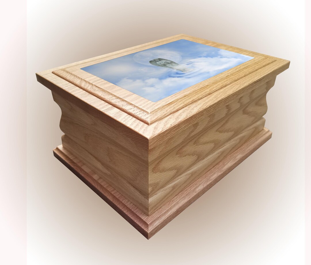 Angel Cremation Urn Ashes Casket, Angel in the Sky Personalised Wooden ...