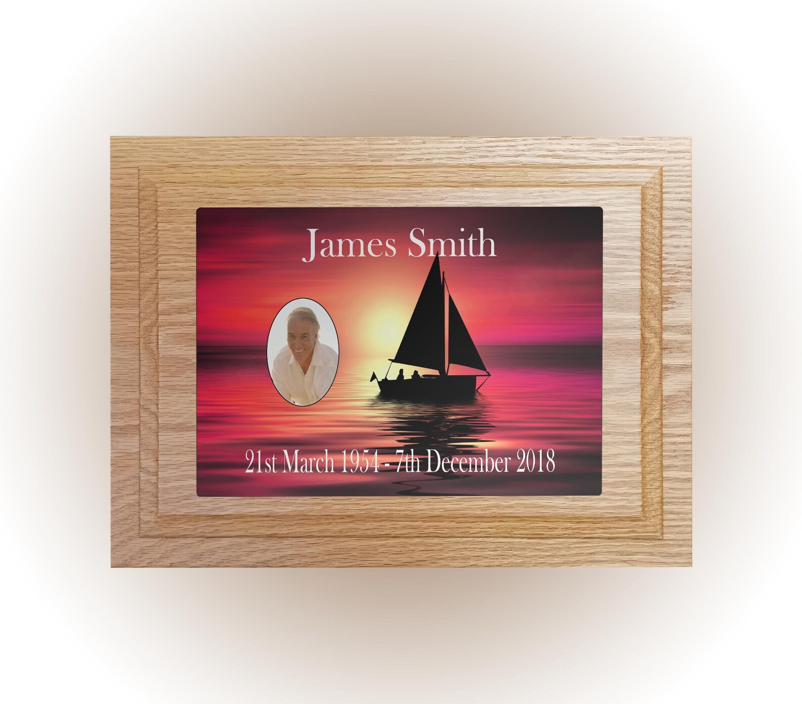 Sunset Sailing Oak Ashes Casket Adult Human Ashes Urn | Etsy