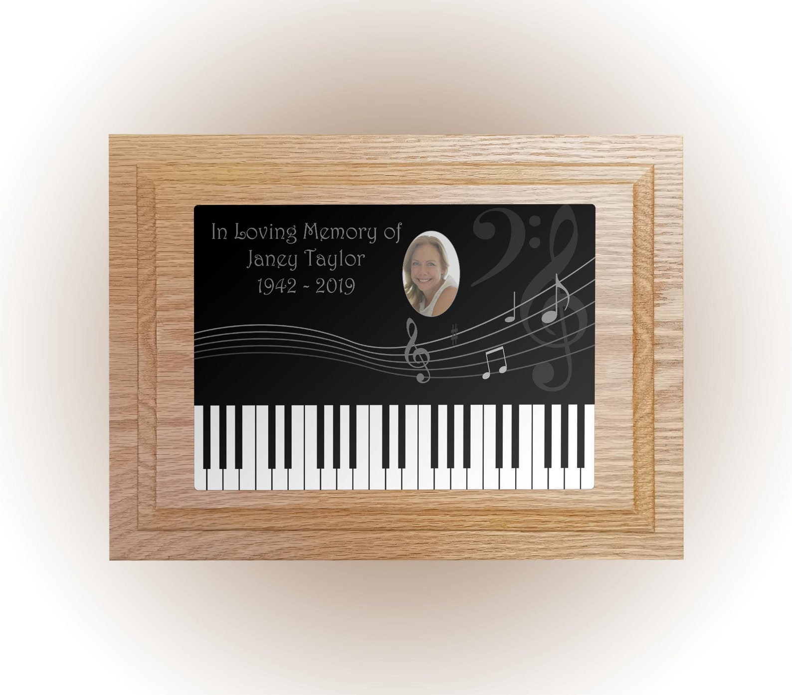 Personalised Urn Wooden Oak Piano & Music Notes Cremation Urn - Etsy