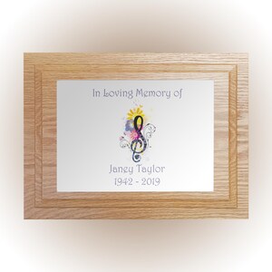 Music Note Wooden Oak Cremation Urn, Human Adult Ashes Casket, in ...