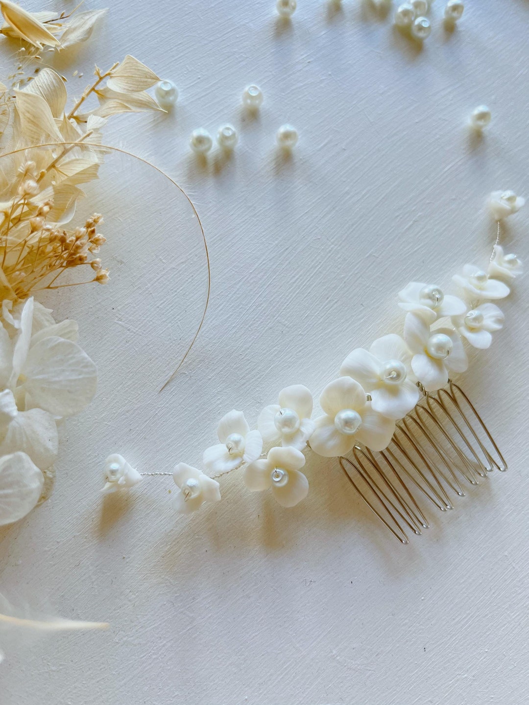 Ceramic Flower Hair Combs, Wedding Hairpiece,wedding Hair Comb, Bridal ...