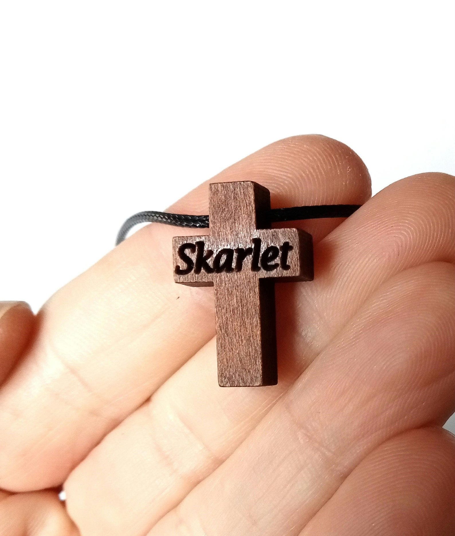 Personalized Wooden Cross Necklace: Engraved Religious Pendant - Etsy