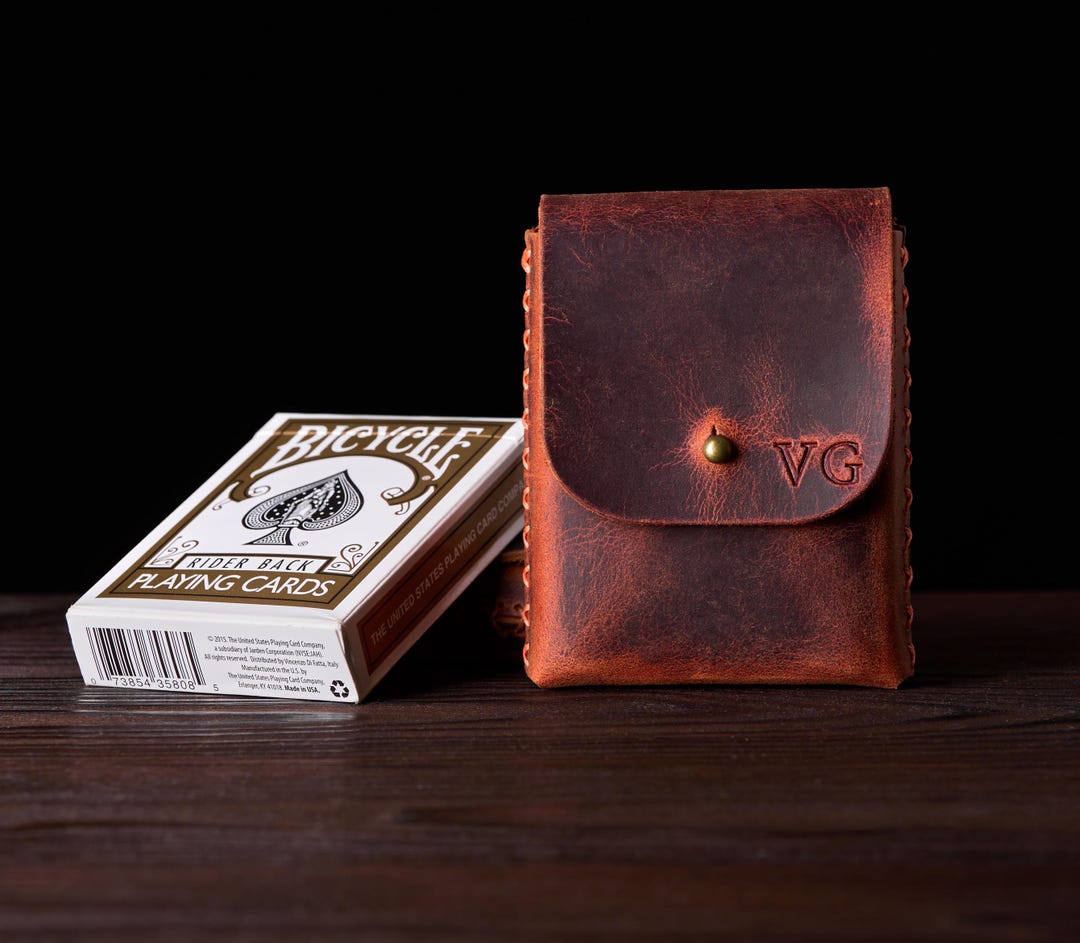 Personalized Leather Playing Cards Case: Handmade Poker Card Holder ...