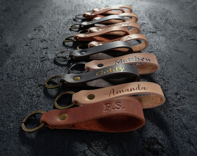 Personalized Leather Keychain, Monogrammed Leather Keychain, Made in ...
